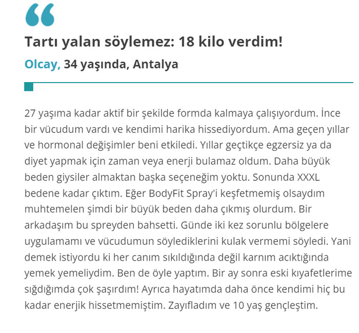 BodyFit Spray Almanya, fiyatı, kullanımı, uzman görüşleri – yağ yakma ...