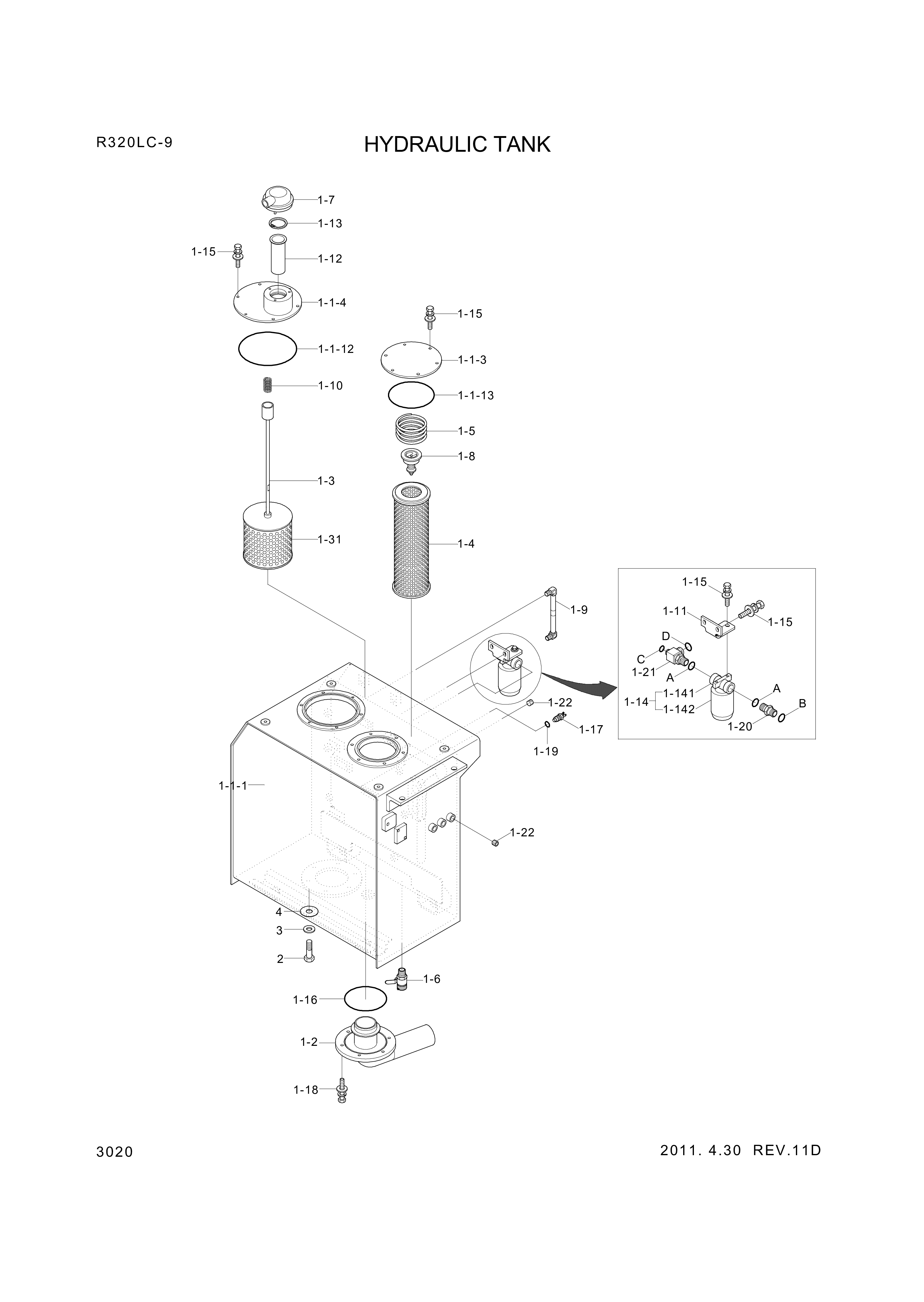 31N4-01461 Hyundai Construction Equipment ELEMENT-RETURN / 31N401461 ...