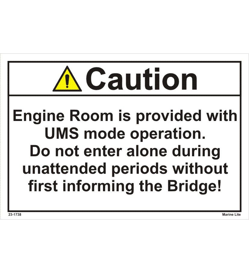 (WSS) Warning Signs :: Unmanned Engine Room Operation (UMS) placard23 ...