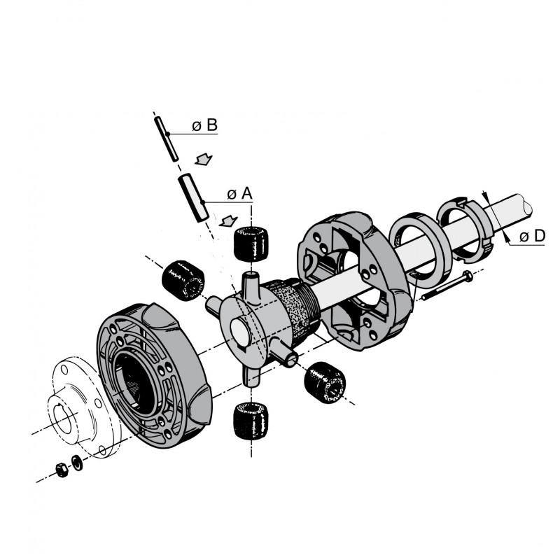 Flexible coupling type 6. shaft 30 mm without bolts and nuts