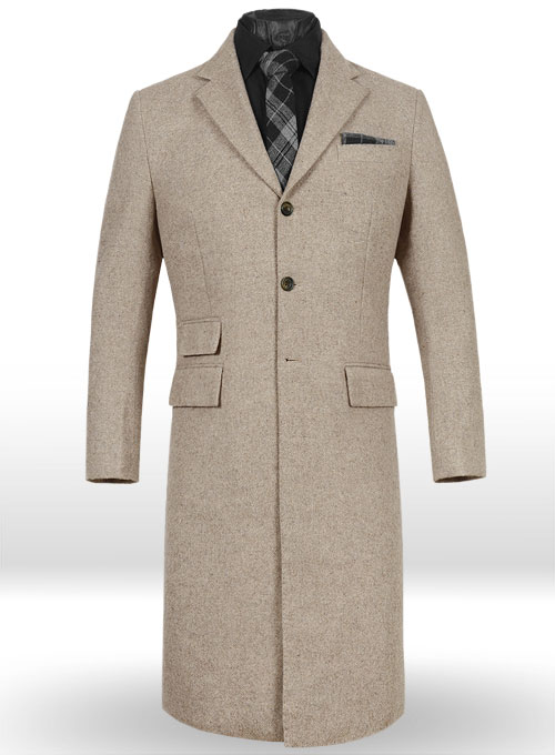 Vintage Plain Light Brown Tweed Long Coat : Made To Measure Custom ...